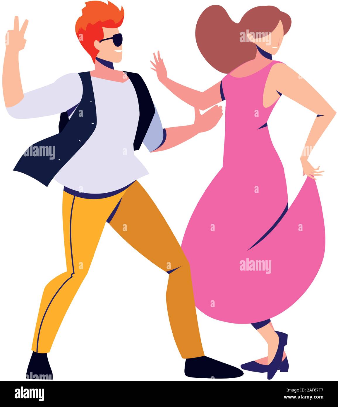 couple of people in pose of dancing on white background vector ...