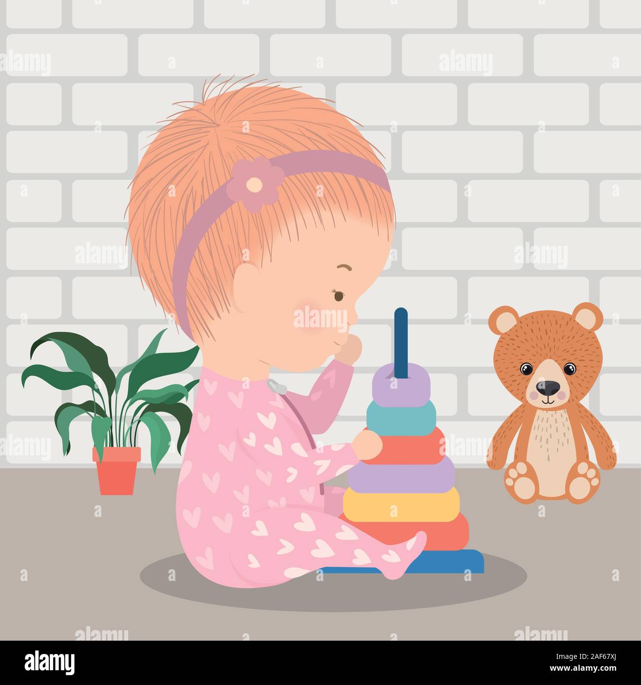 Cute baby girl with toys vector design Stock Vector Image & Art - Alamy
