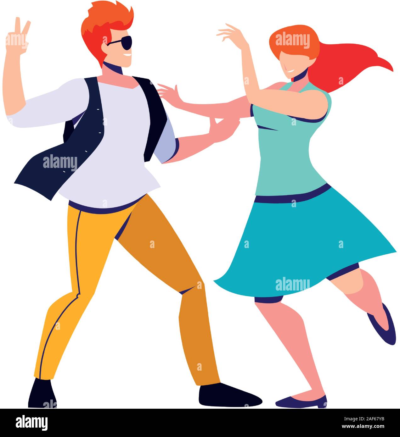 couple of people in pose of dancing on white background vector ...