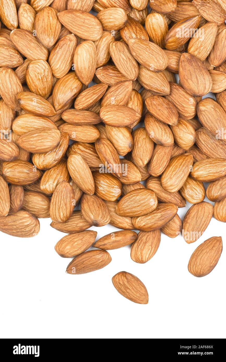 Composition from almond nuts isolated on white background Stock Photo ...