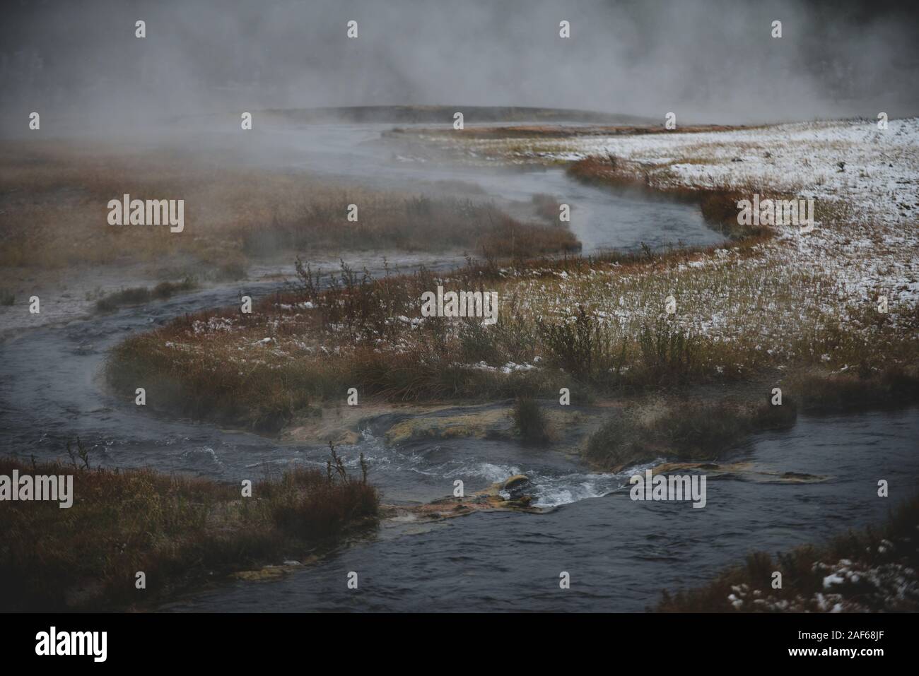Steam rising from river in Yellowstone National Park, USA Stock Photo ...
