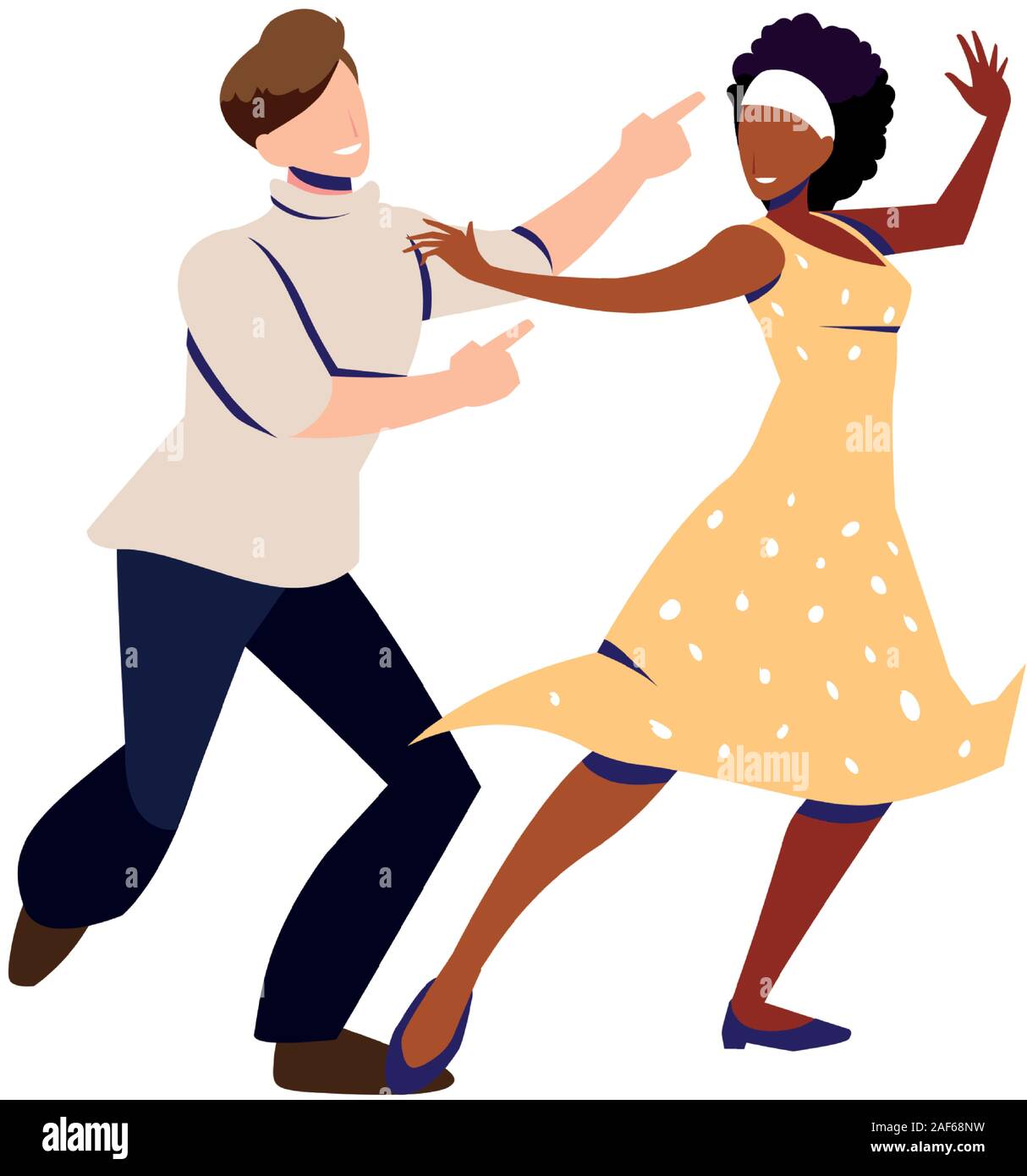 couple of people in pose of dancing on white background vector ...