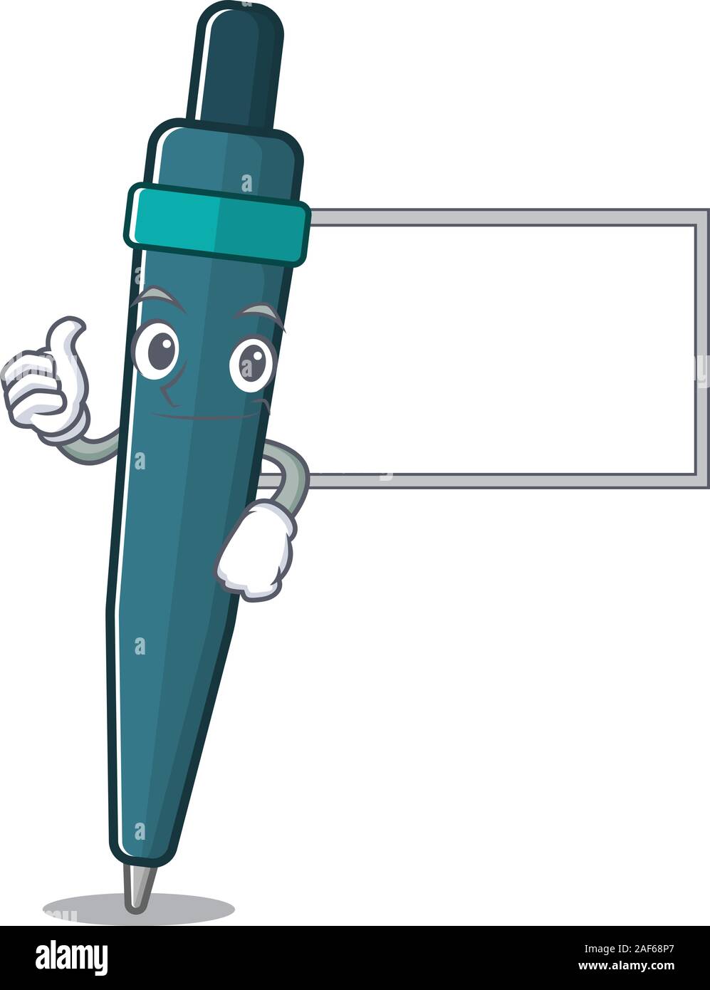 cute fountain pen Scroll cartoon character Thumbs up with board Stock ...