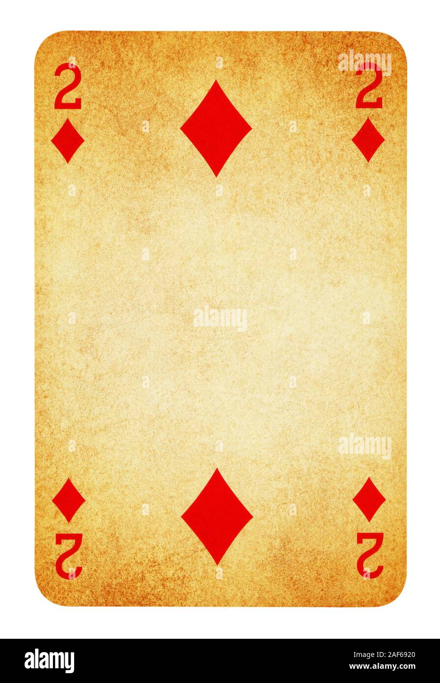 Two of Diamond Vintage playing card - isolated on white (clipping path ...