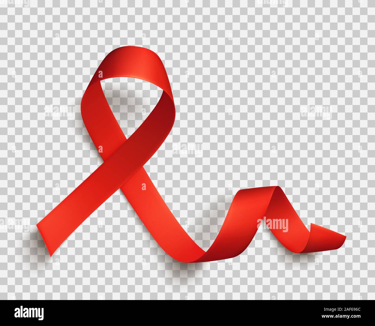 Realistic red ribbon isolated over white background, world aids day symbol, 1 december. World ...