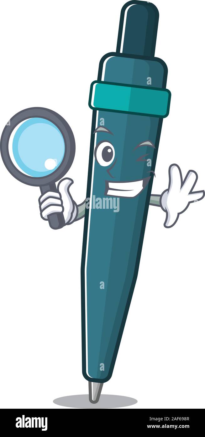 Smart fountain pen Scroll Detective cartoon character design Stock ...