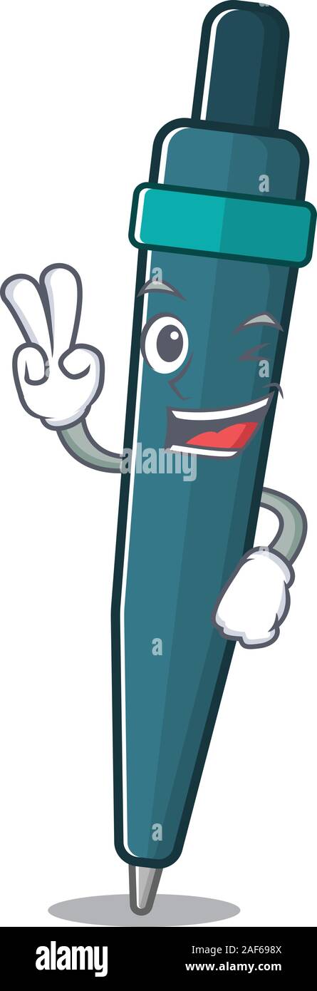 Funny fountain pen Scroll cartoon Character with two fingers Stock ...