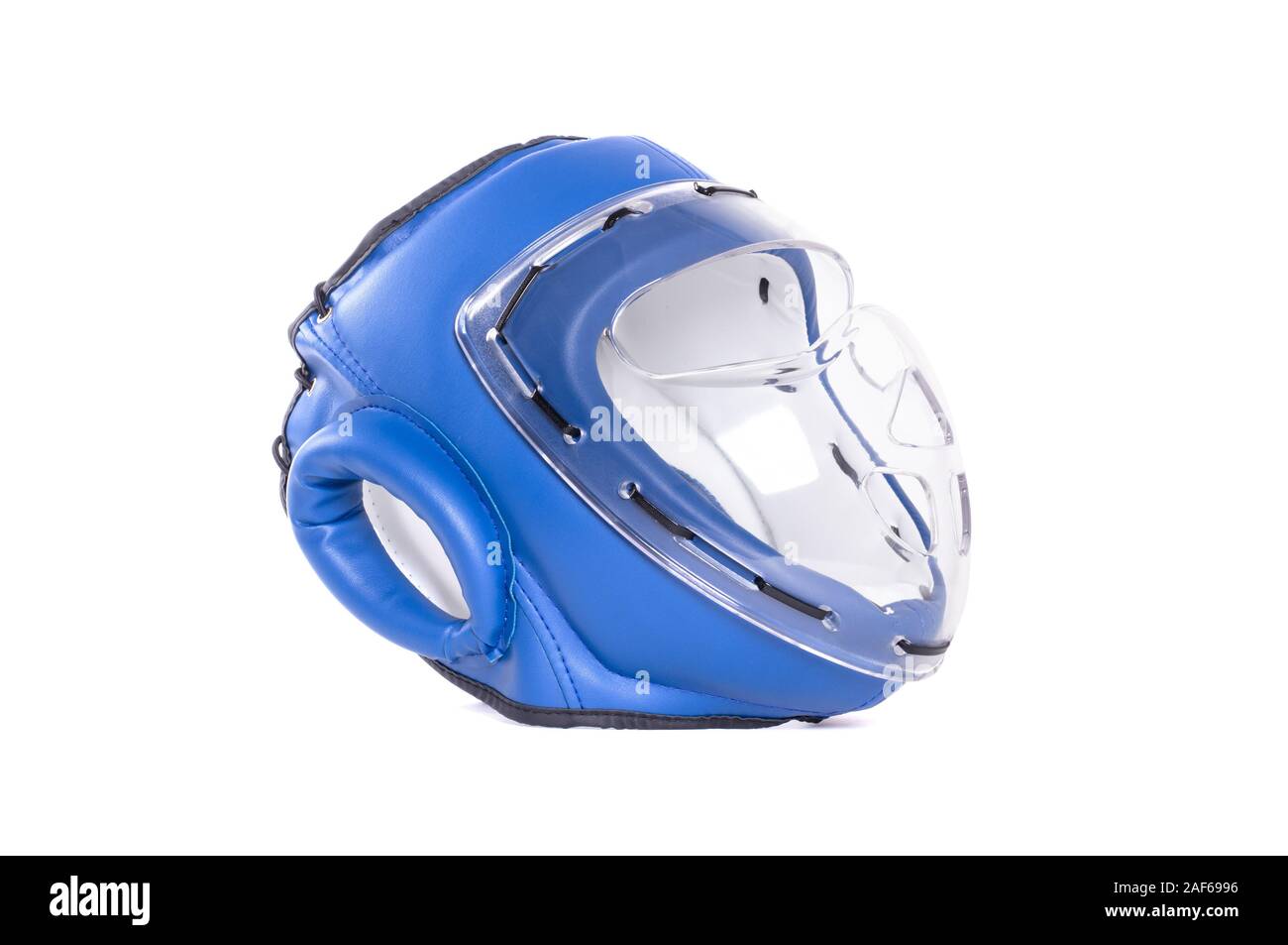 Blue boxing helmet, modern headgear isolated on white Stock Photo - Alamy