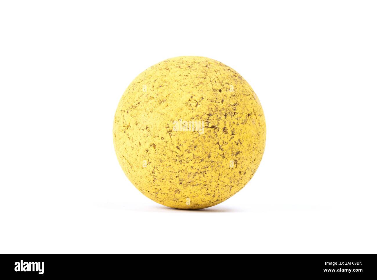 Old and dirty yellow rubber ball Isolated, toy for dogs, isolated Stock ...