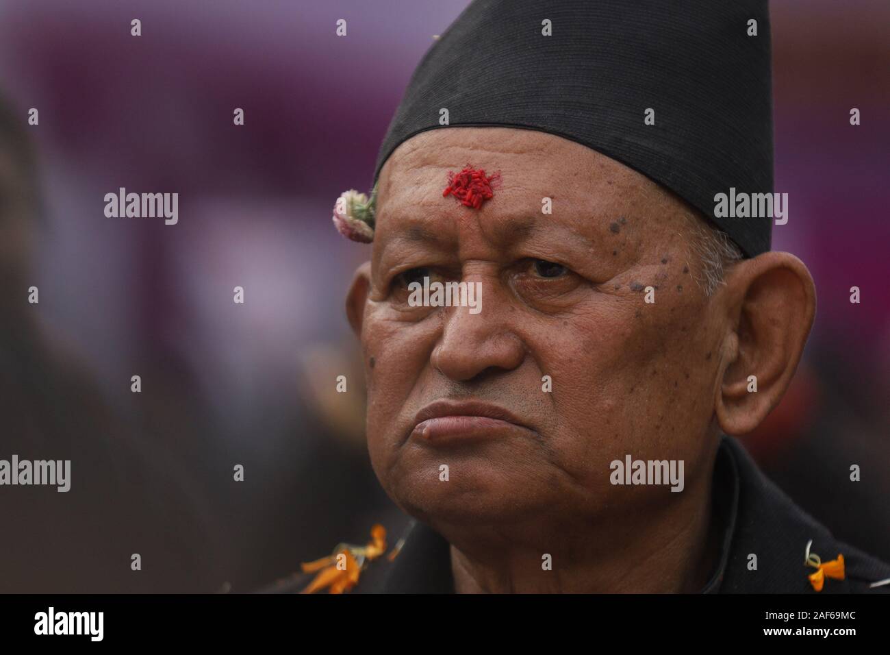 Kathmandu, Nepal. 12th Dec, 2019. Nepalese man from Newar community in ...