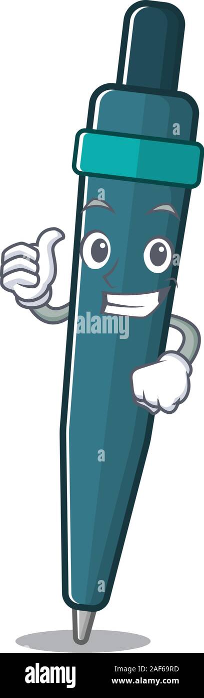 Smiley mascot of fountain pen Scroll making Thumbs up gesture Stock ...