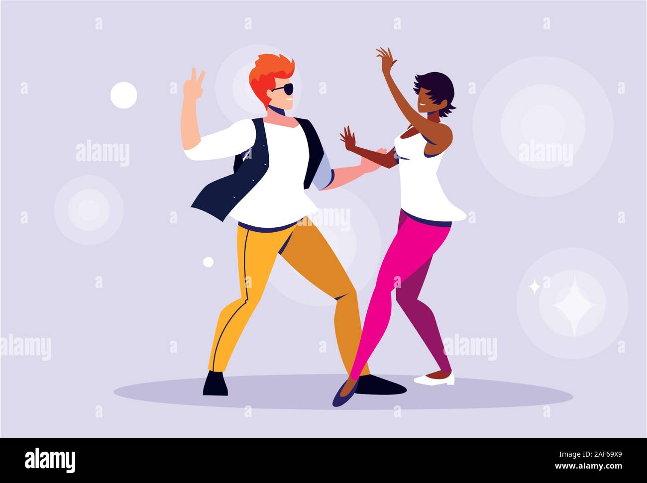 couple of people dancing in nightclub, party, dancing club, music and ...