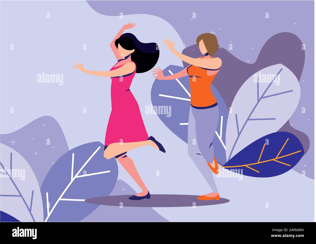 women dancing with landscape background vector illustration design ...