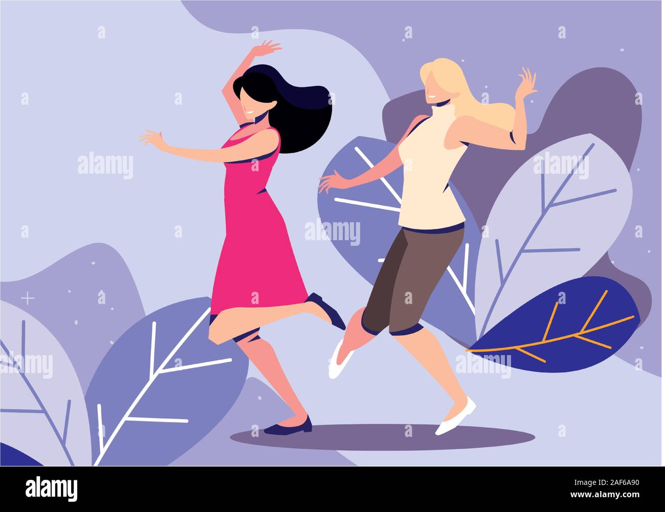 women dancing with landscape background vector illustration design ...