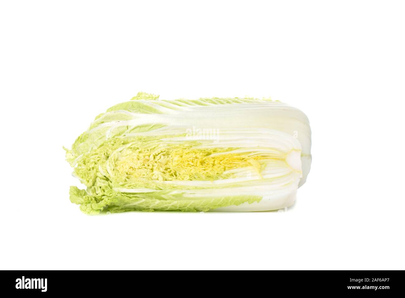 Halved Chinese cabbage or petsai isolated on a white background. Copy ...