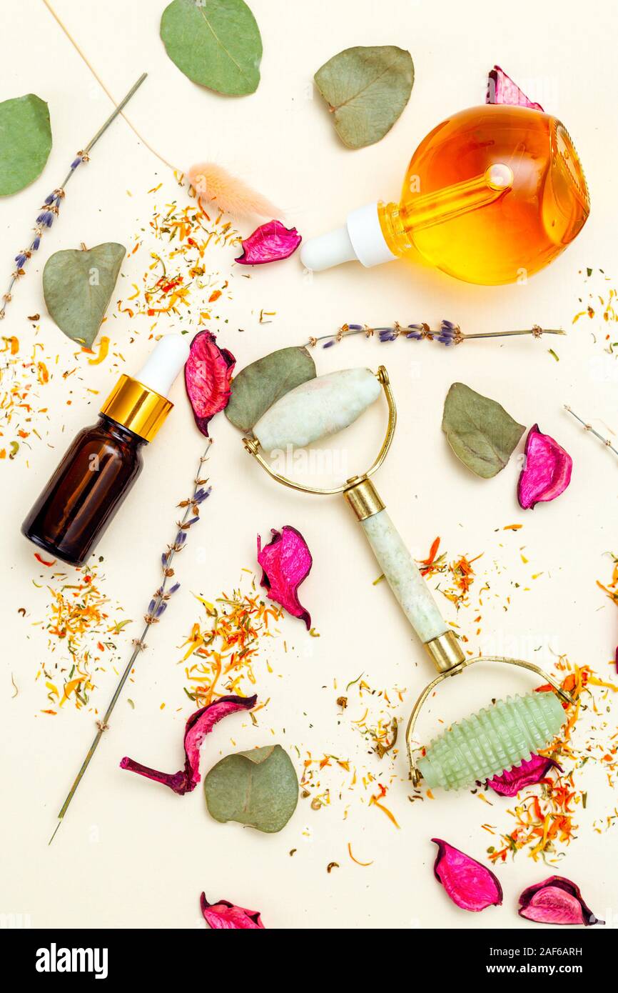 Beauty. Serum and Dry herbs. Skin care. Healthy lifestyle. Vertical ...