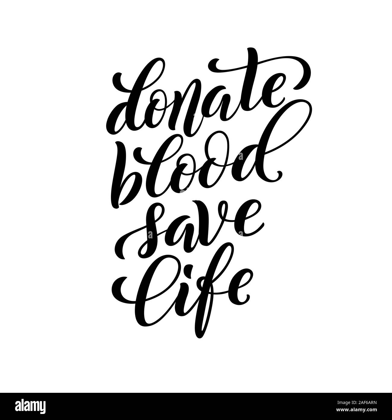 Donate blood save life poster with hand-drawn lettering. Design ...