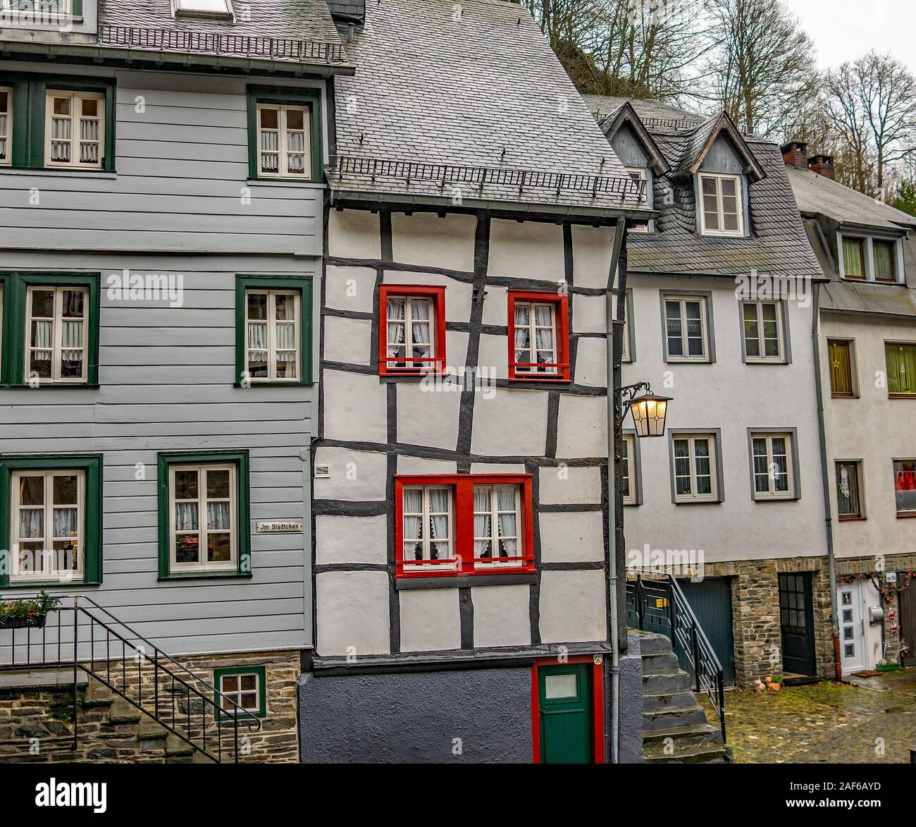 9 Traditional crooked tudor style buildings in the German town of ...