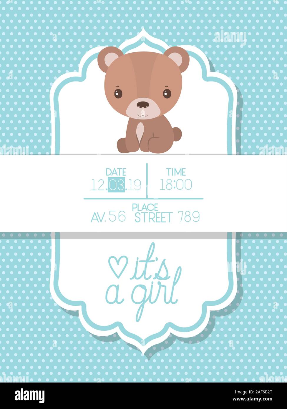 Baby shower invitation with bear cartoon vector design Stock Vector ...