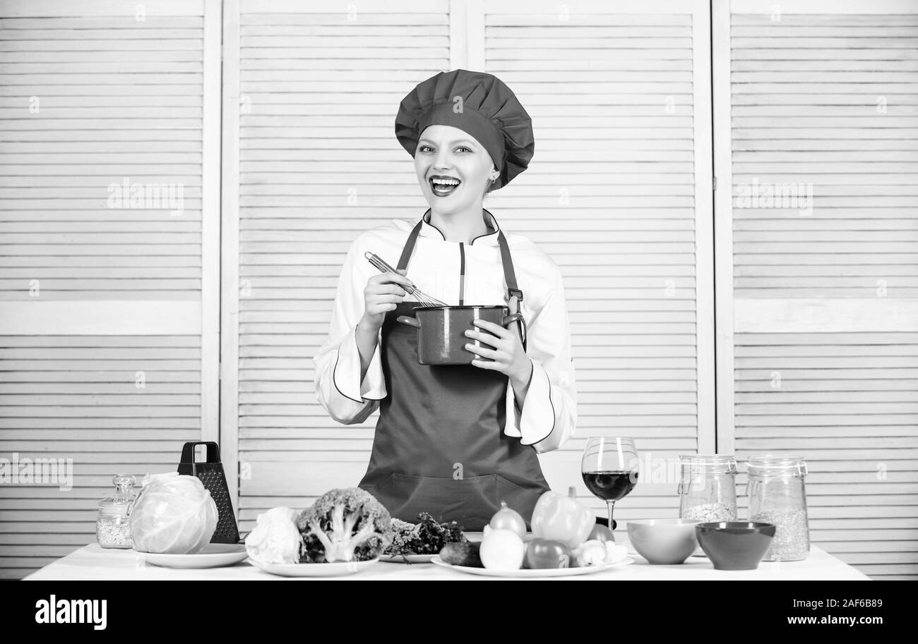 organic eating and vegetarian. Housewife. happy woman cooking healthy ...