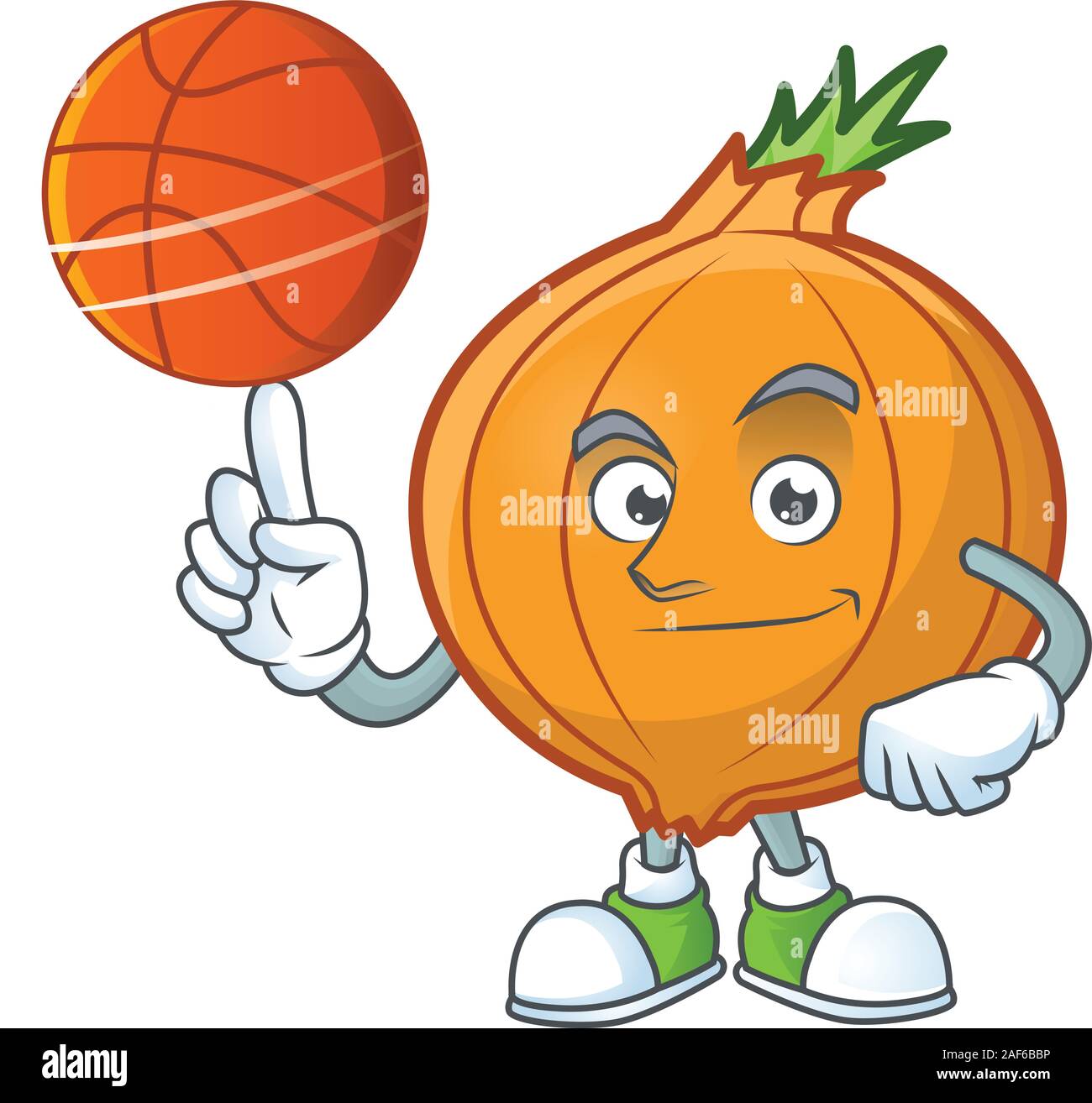 Happy face shallot cartoon character playing basketball Stock Vector ...