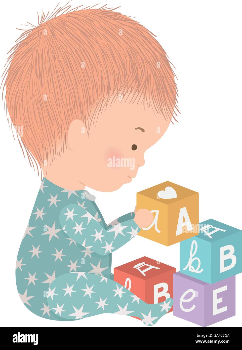 Cute baby boy with cubes vector design Stock Vector Image & Art - Alamy