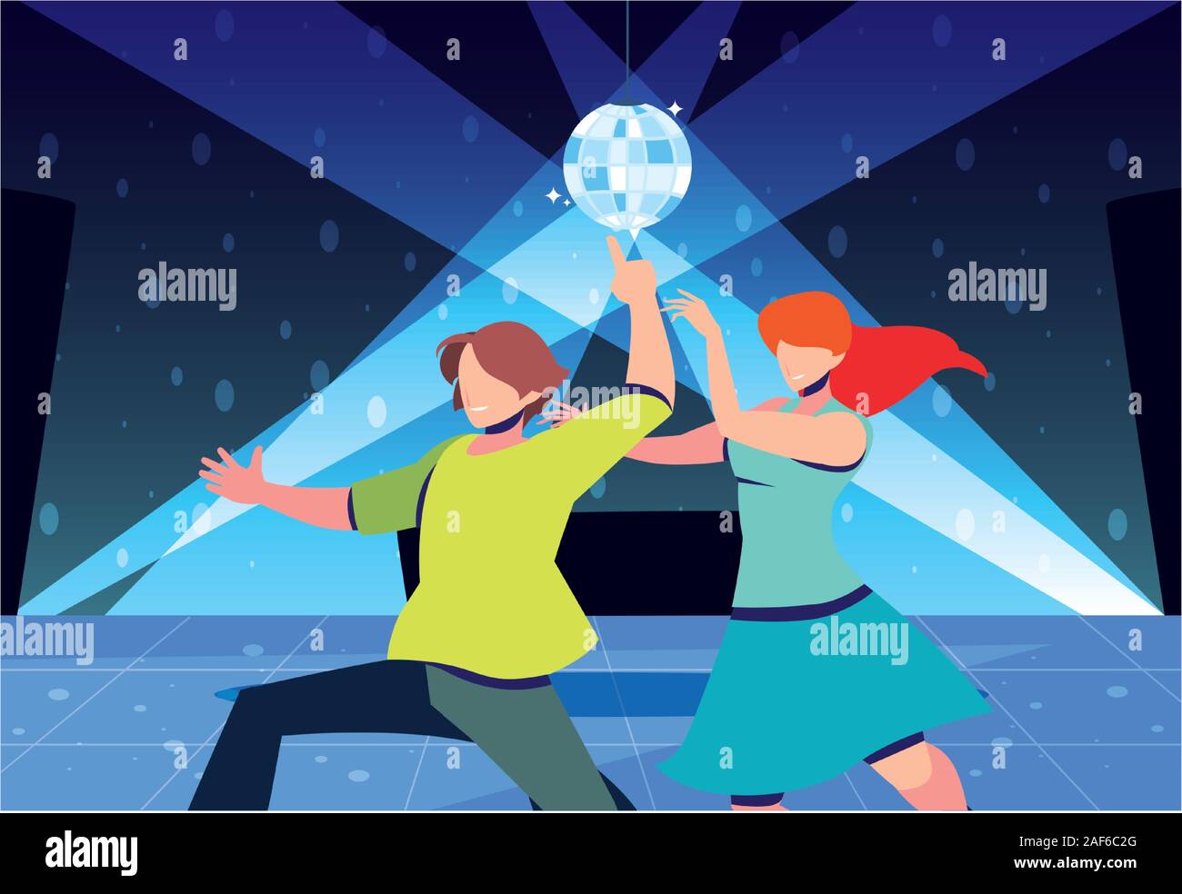 couple of people dancing in nightclub, party, dancing club, music and ...
