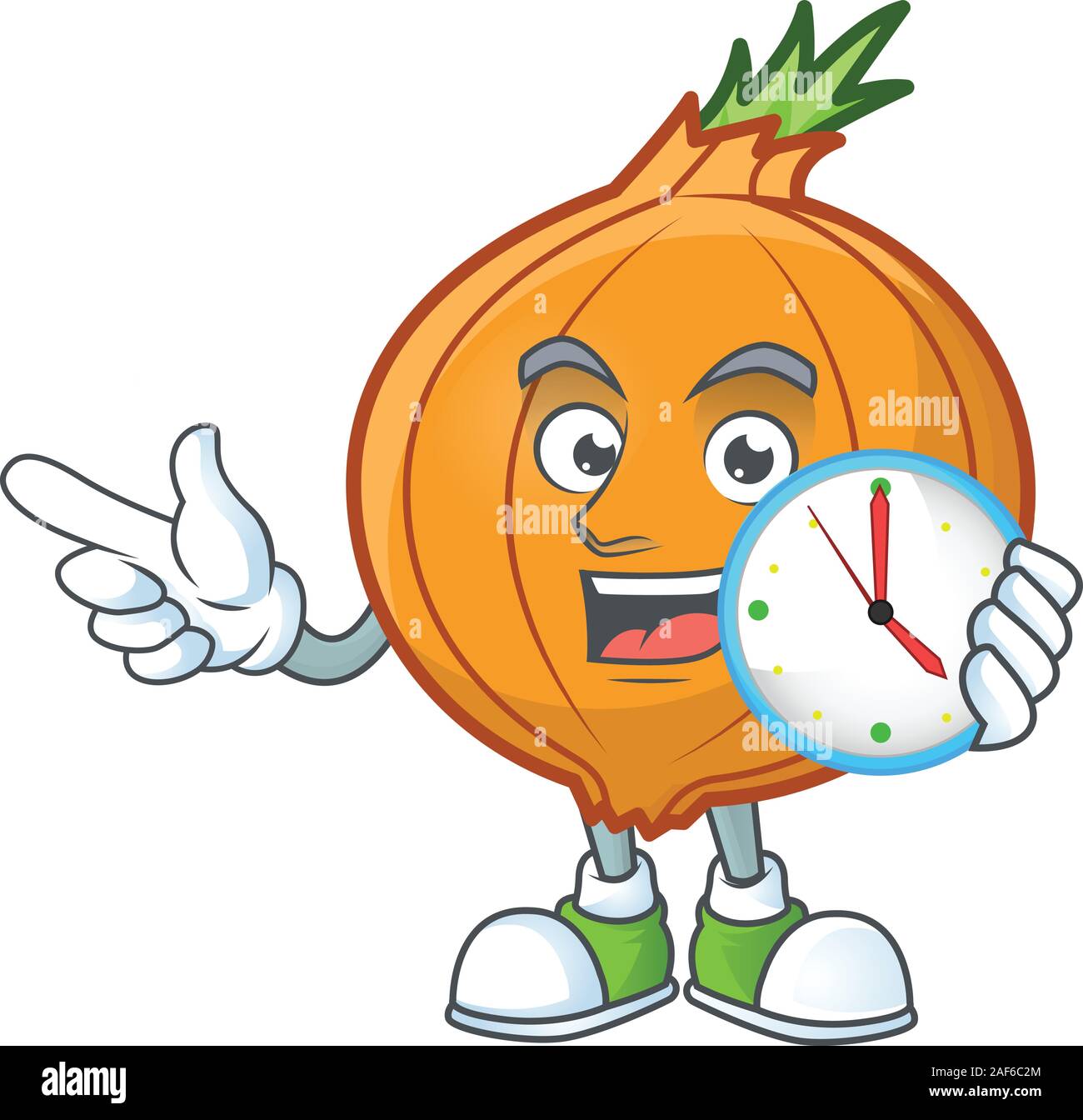 Happy shallot cartoon mascot style with clock Stock Vector Image & Art ...