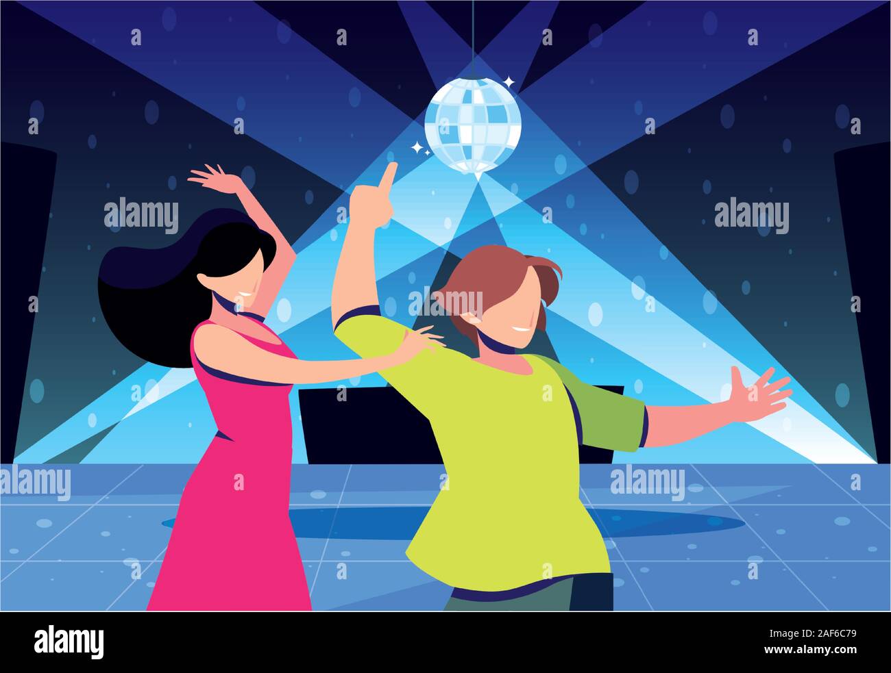 couple of people dancing in nightclub, party, dancing club, music and ...