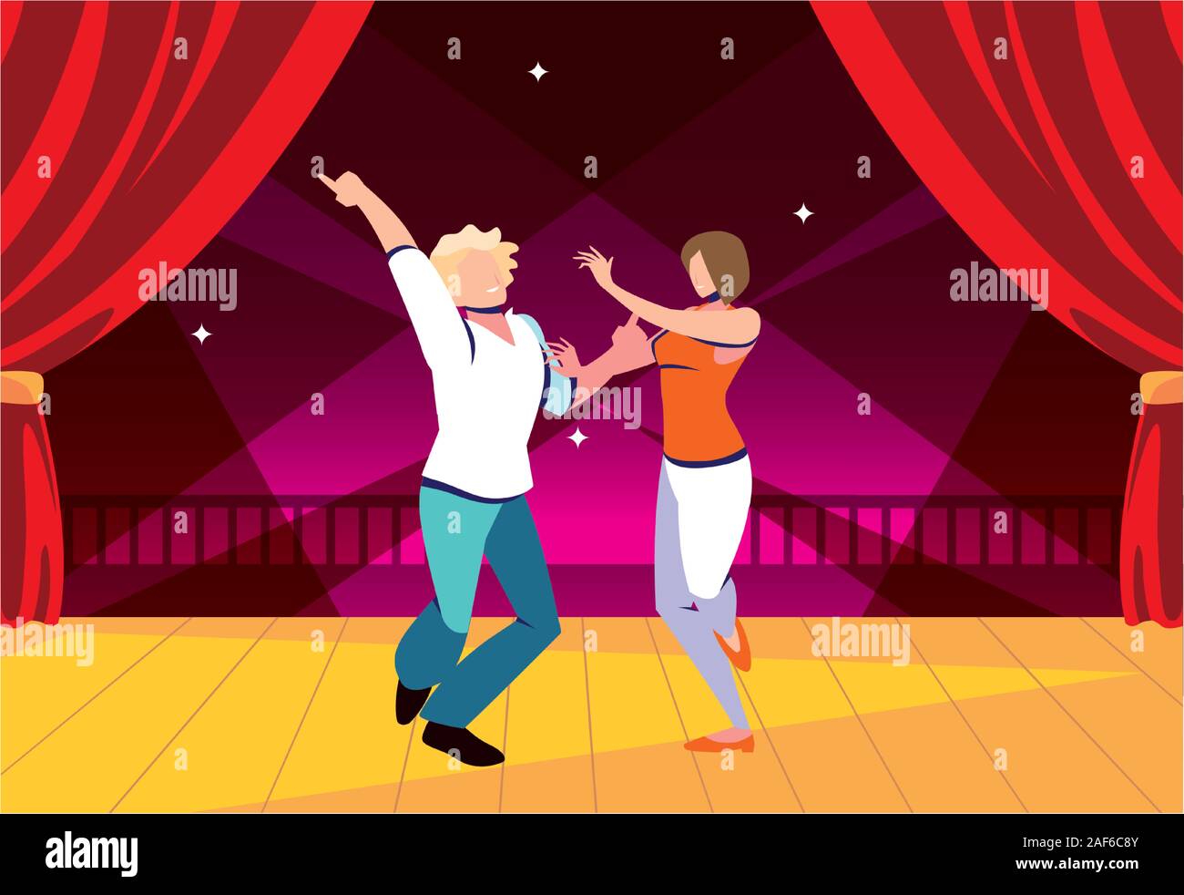 couple of people on the dance floor, party, dancing club, music and ...