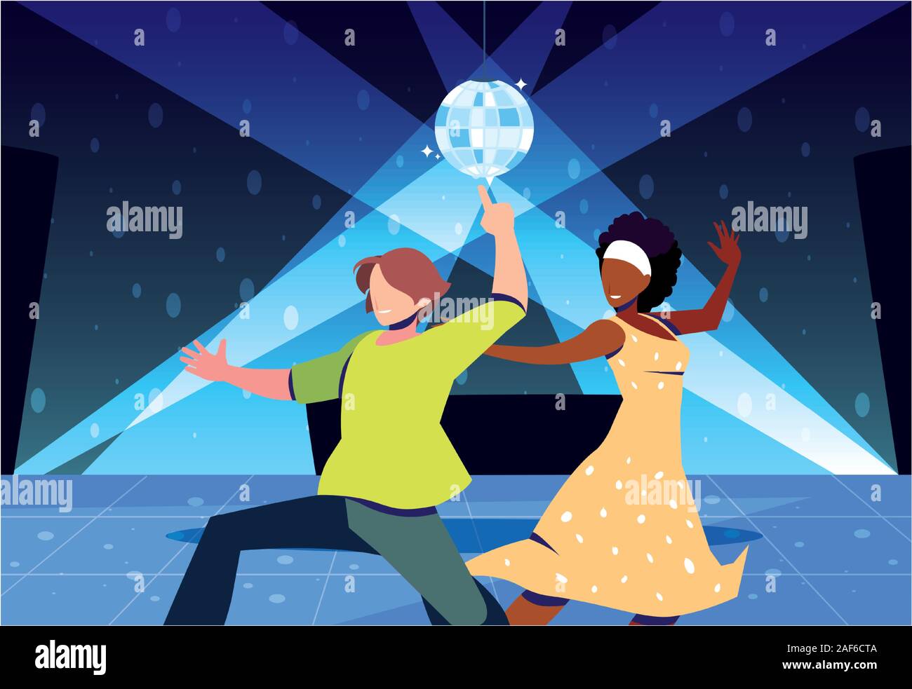 couple of people dancing in nightclub, party, dancing club, music and ...