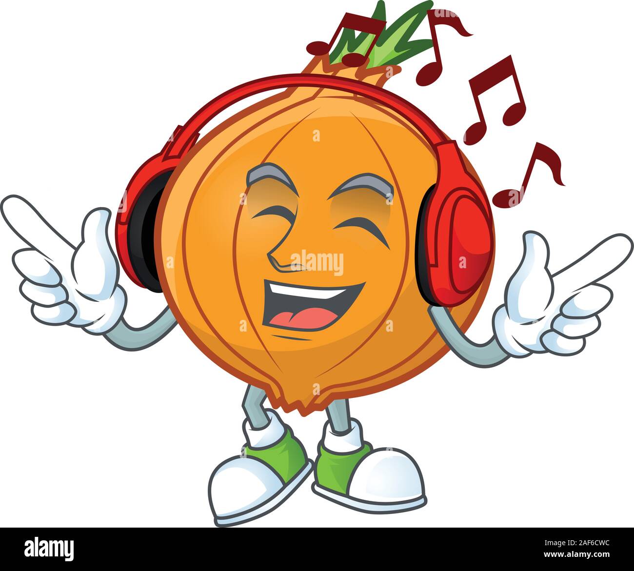 Singing and Listening music shallot cartoon character Stock Vector ...