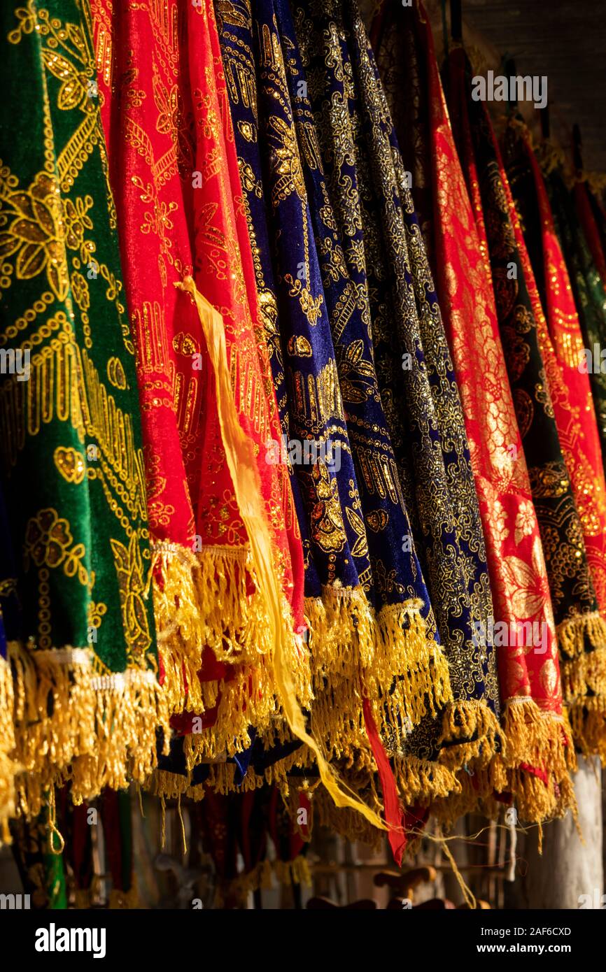 Ethiopia, Tigray, Axum (Aksum), town centre, traditional clothing shop ...