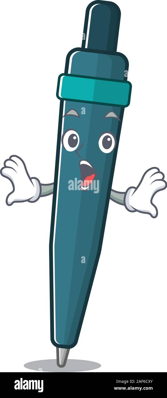 Fountain pen Scroll Surprised gesture on cartoon character style Stock ...