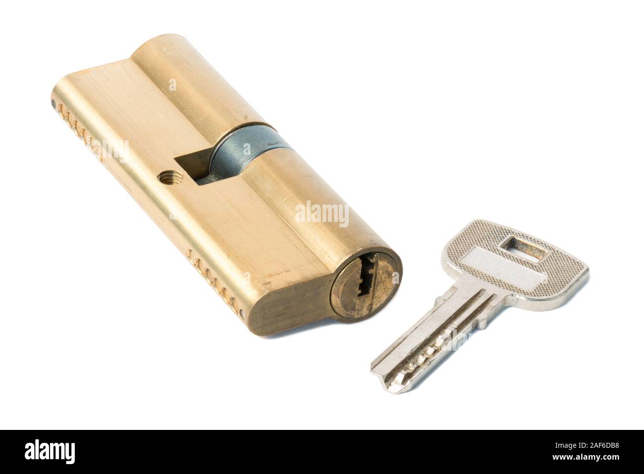 Metal lock and key isolated white background Stock Photo - Alamy