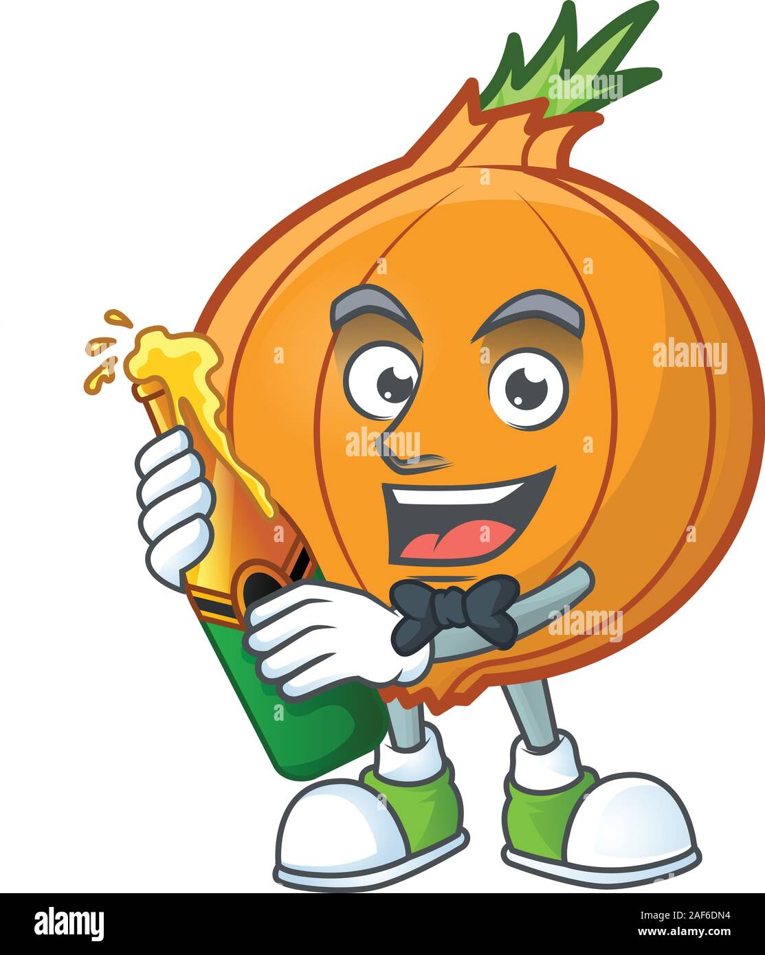 Happy shallot with beer cartoon character design Stock Vector Image ...
