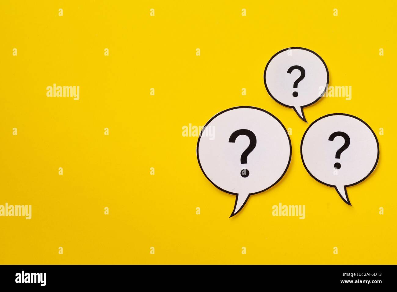 Three speech bubbles with question marks with copy space Stock Photo ... Three speech bubbles with question marks with copy space Stock Photo ...