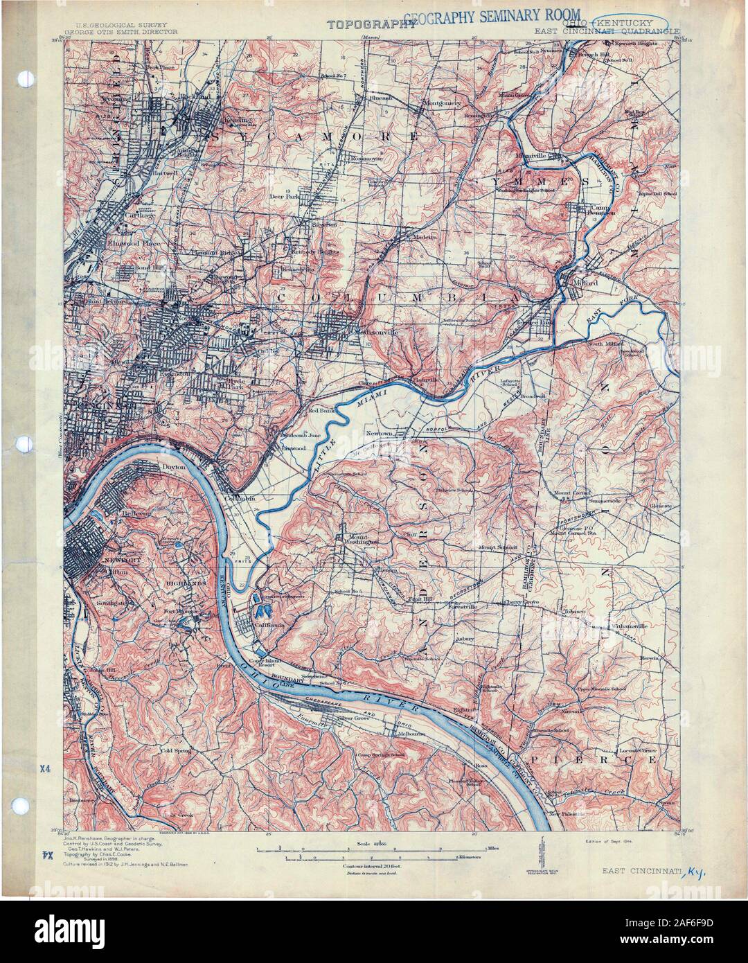 USGS TOPO Map Ohio OH East Cincinnati 708568 1914 62500 Restoration ...