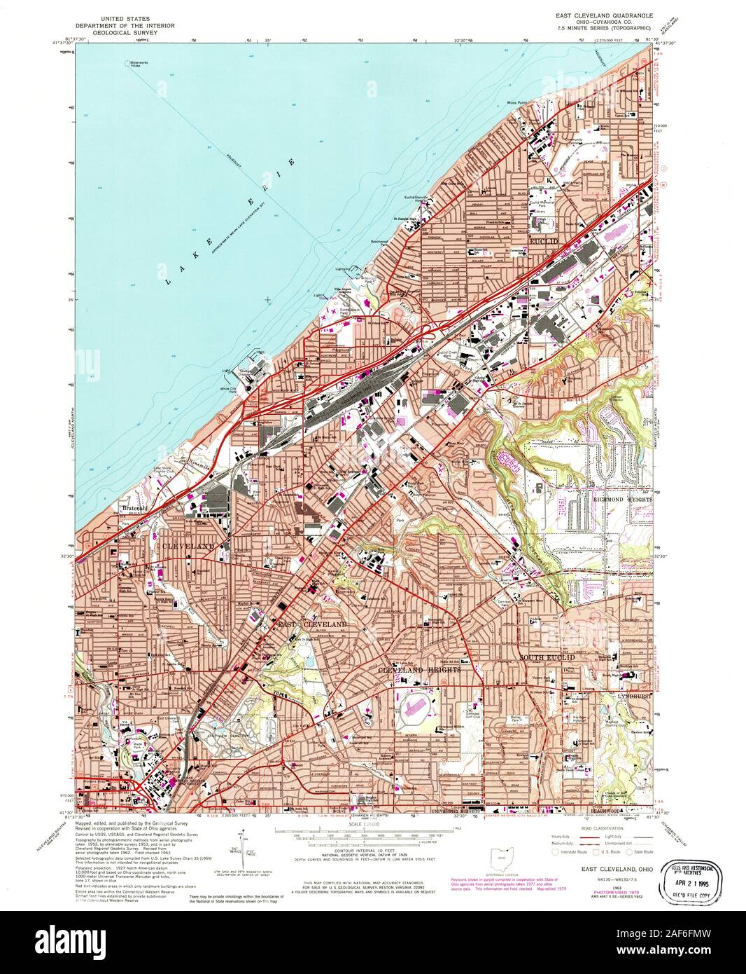 USGS TOPO Map Ohio OH East Cleveland 224950 1963 24000 Restoration ...