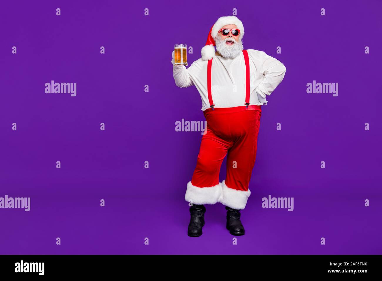 Full length body size view of nice glad cheerful cheery confident cool ...