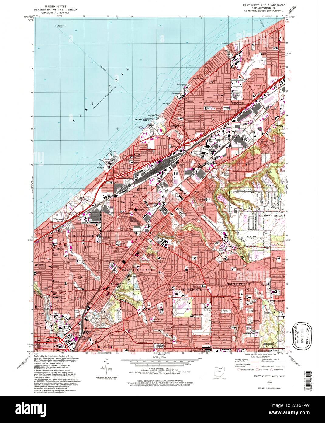 USGS TOPO Map Ohio OH East Cleveland 226037 1994 24000 Restoration ...