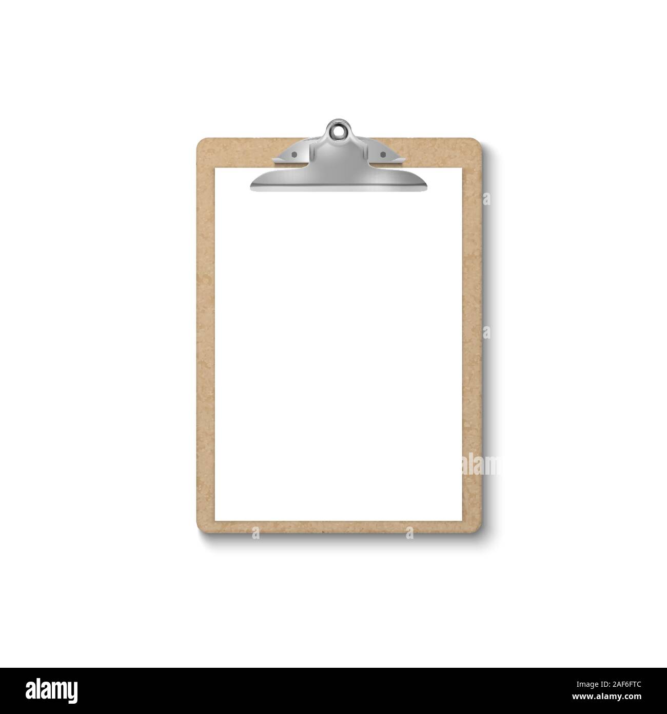 Vector 3d Realistic Brown Craft Clipboard with Blank Paper, Metal Clip ...