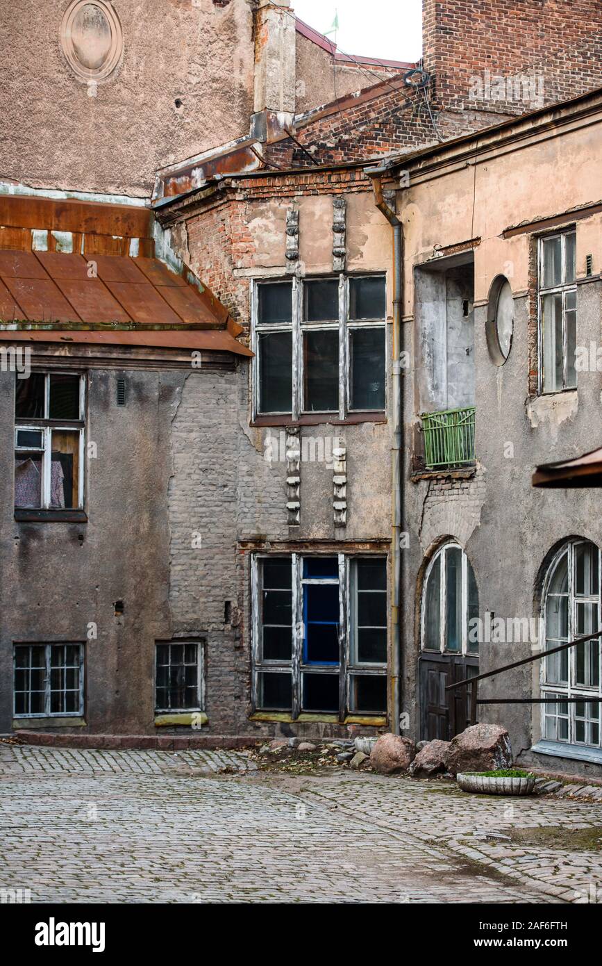 old courtyard with vintage buildings Stock Photo - Alamy