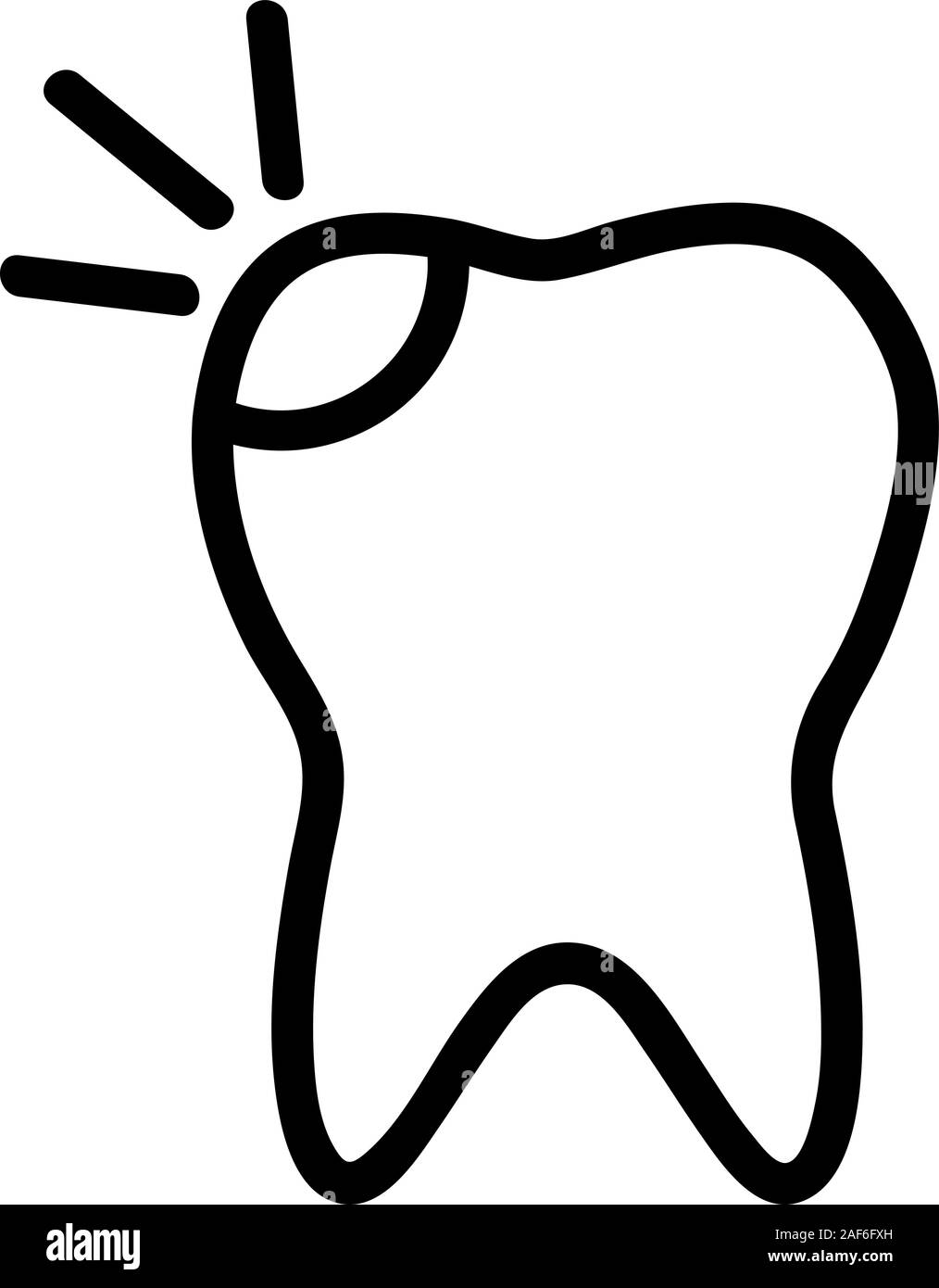 tooth decay on the teeth of the icon vector. Isolated contour symbol ...