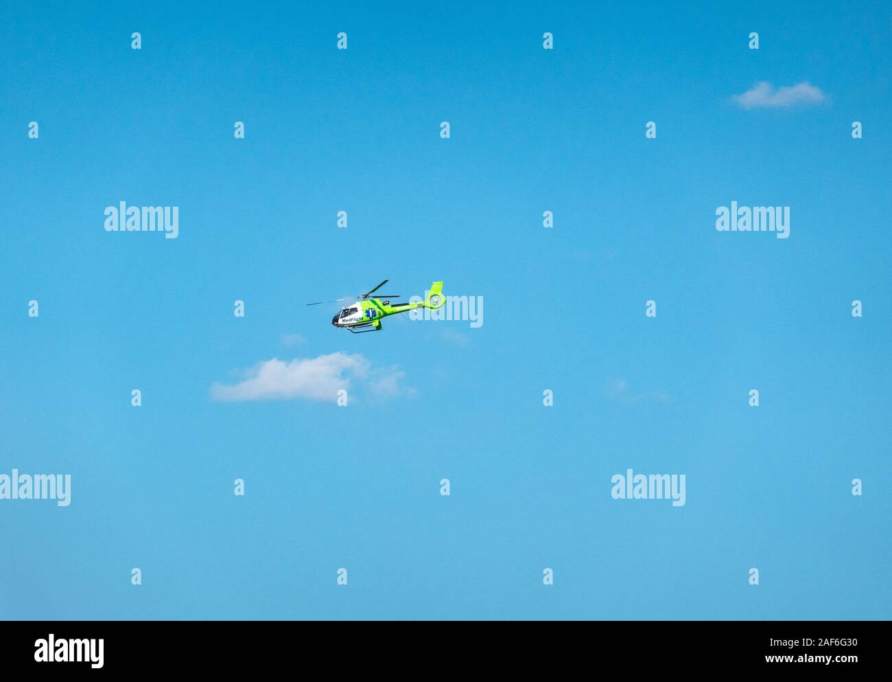 Columbus, Ohio - August 3, 2019: A MedFlight helicopter in flight over ...