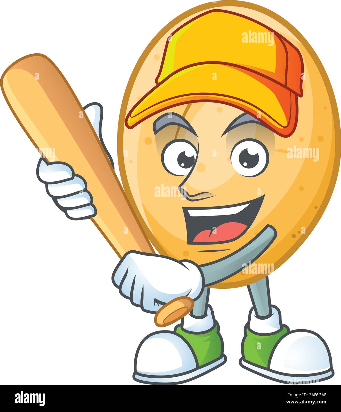 Funny smiling potato cartoon mascot with baseball Stock Vector Image ...