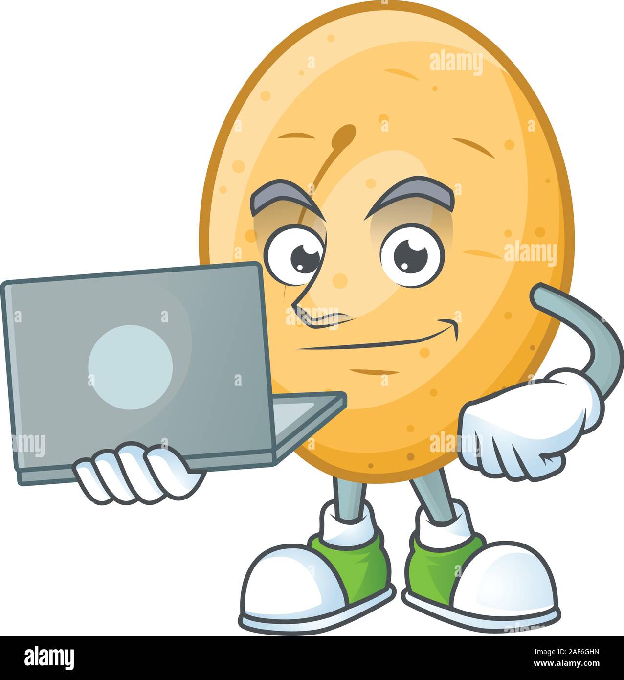 Smart potato cartoon character working with laptop Stock Vector Image ...