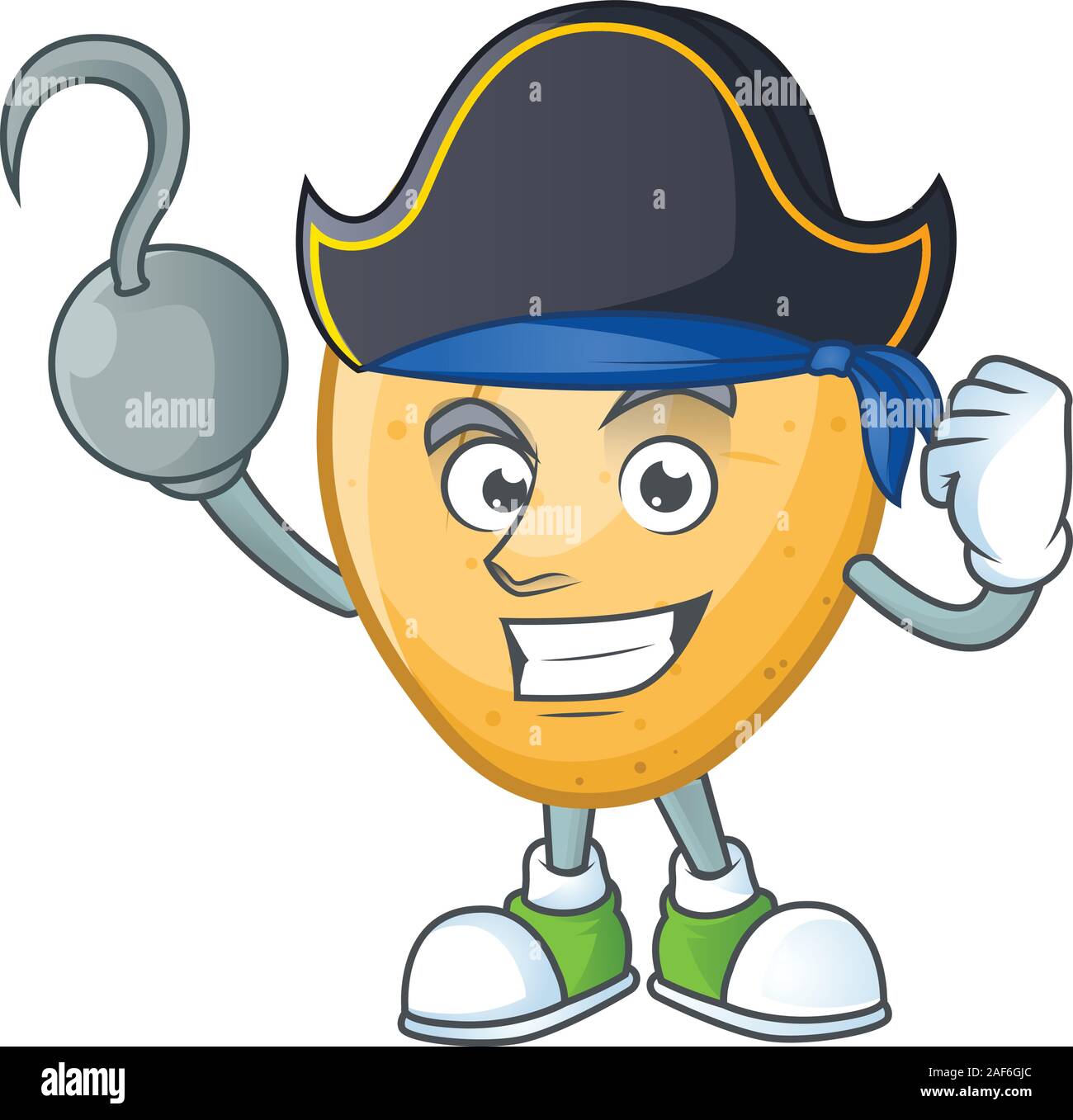 one hand Pirate potato cartoon character wearing hat Stock Vector Image ...