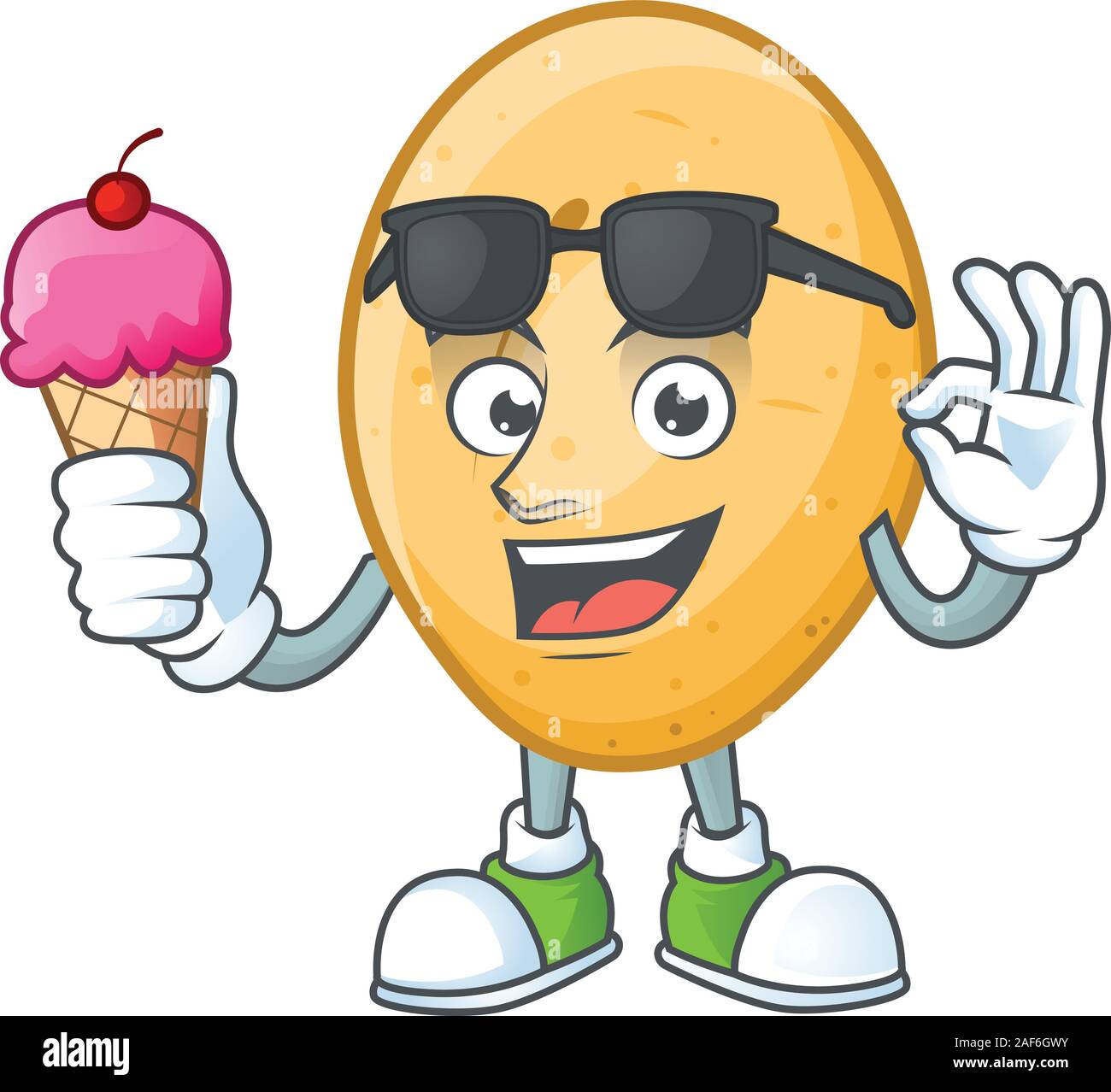 Cute potato cartoon character with ice cream Stock Vector Image & Art ...