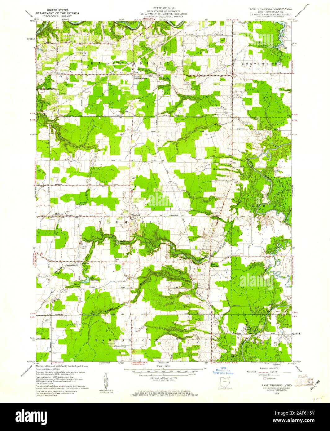 USGS TOPO Map Ohio OH East Trumbull 224974 1959 24000 Restoration Stock ...